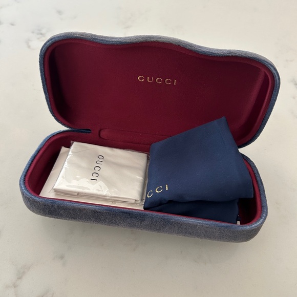 Gucci | Accessories | Gucci Velvet Glasses Case In Blue And Red | Poshmark